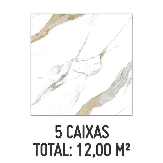 Kit com 5 Caixas de Porcelanato Calacata Oro 90x90cm Retificado Caixa ...