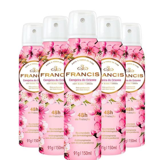Kit Com 5 Desodorante Francis Feminino Rosa 48Hs 91G - FRANCIS- - Desodorante - Magazine Luiza
