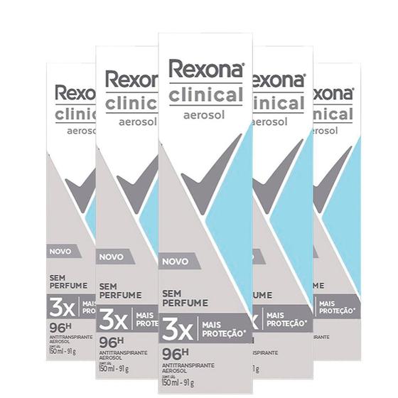 Kit Com 5 Desodorante Rexona Clinical Sem Perfume 96H 150Ml ...