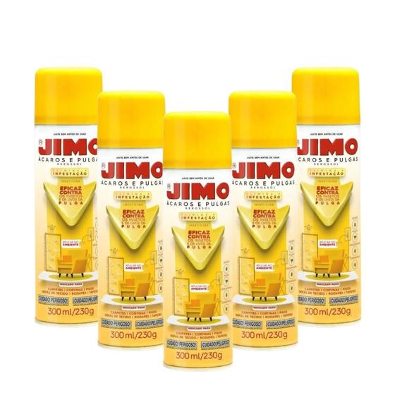 Kit com 5 Kit Jimo Anti Acaros Pulgas Carrapatos Spray 300ml Elimina ...