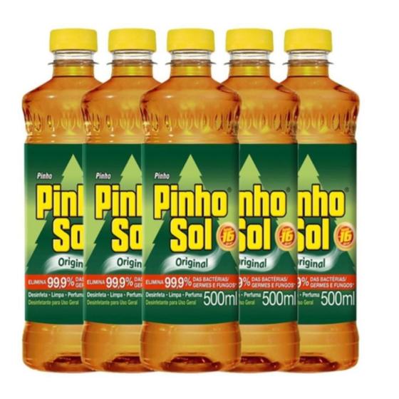 Kit com 5 unidades Pinho Sol Original Desinfetante 500ml - Desinfetante ...