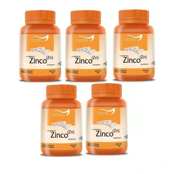 Kit com 5 Zinco Quelato Puro Alto Teor de Zinco Zn Duom 60 Capsulas ...