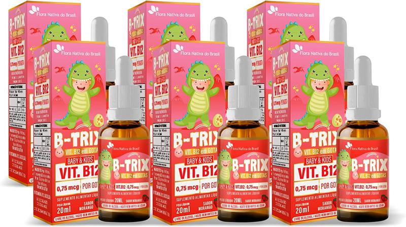 Kit Com 6 B-TRIX Vitamina B12 Kids em Gotas 30ml Flora nativa do Brasil ...
