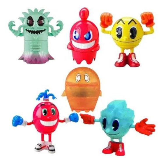 Kit Com 6 Bonecos Pac Man Panic Spinners Giratório - Bandai - Bonecos ...