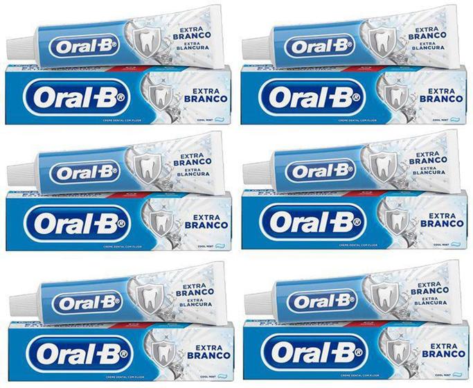 Kit com 6 Creme Dental Oral-B Extra Branco 70g cada - Creme e Gel Dental - Magazine Luiza