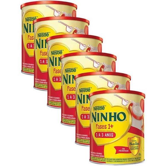 Kit com 6 Fórmula Ninho Fases 1+ 800g de 1 a 3 anos - Nestlé - Fórmula ...