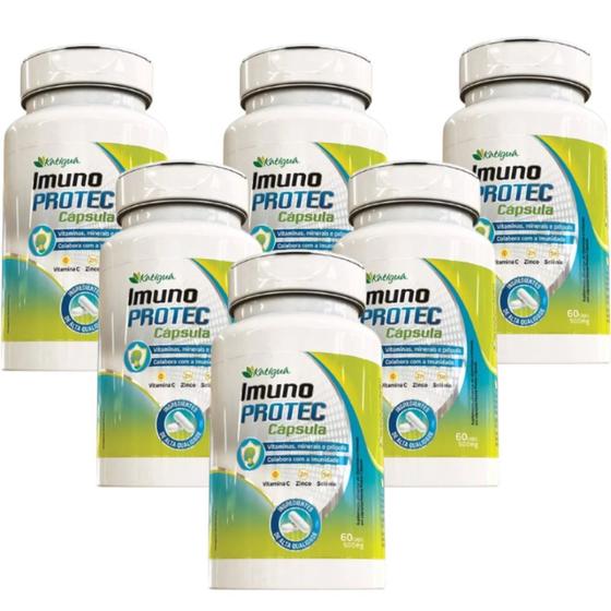 Kit com 6 Imuno Protec 60 Capsulas 500mg Katigua- Vitamina C, Zinco e ...