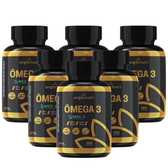 Kit com 6 Omega 3 Selo Meg 3 120 Capsulas Angio Nutri Livre de Metais ...
