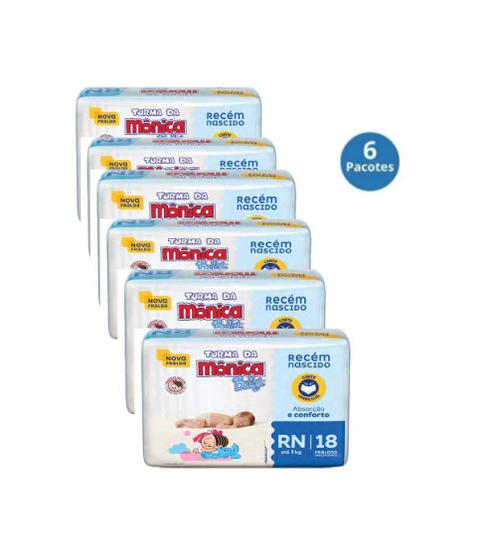Kit Com 6 Pacotes de Fralda Turma Da Monica BabyJumbinho - Turma da ...