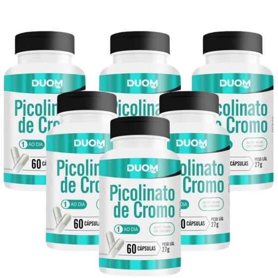 Kit com 6 Picolinatos de Cromo Duom com 60 Capsulas (alto Teor de Cromo ...