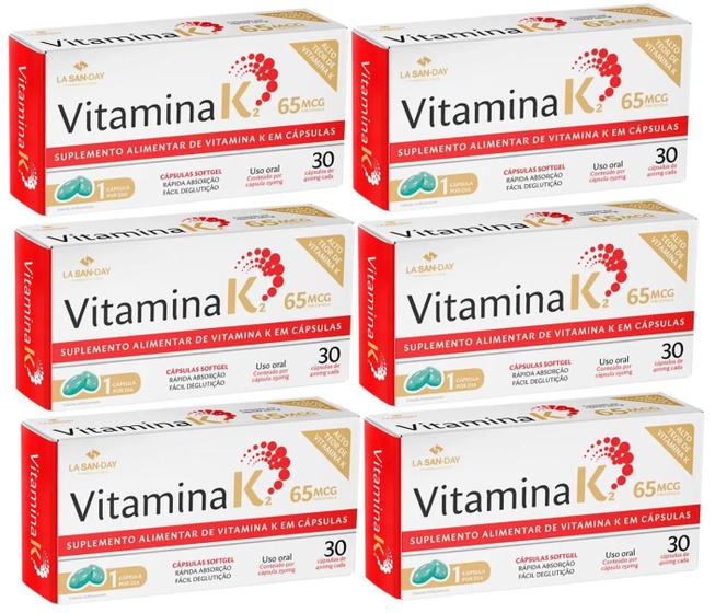 Kit com 6 Suplemento Vitamina K2 30 Cápsulas - La San Day - Vitaminas A-Z - Magazine Luiza