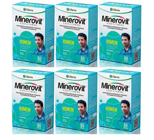 Kit Com 6cx Minerovit Homem Vitaminas 60Cps - Cifarma - Multivitamínico ...