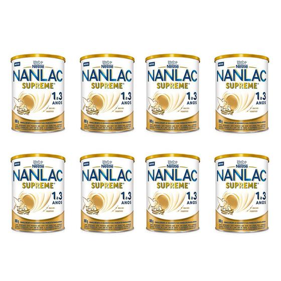 Kit com 8 Fórmula Infantil Nanlac Supreme 1 a 3 anos 800g cada ...
