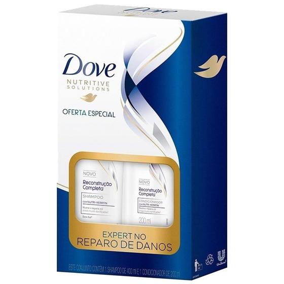 Kit com Shampoo 400ml + Condicionador 200ml Dove Reconstrução Completa ...