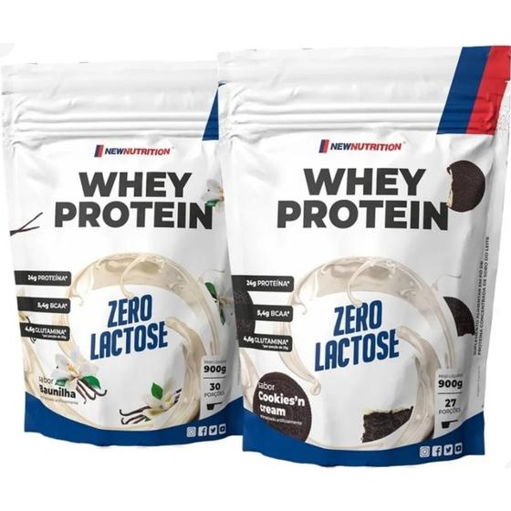 Kit Combo 2x Whey Protein Concentrado Zero Lactose 900g Total 1 8kg New