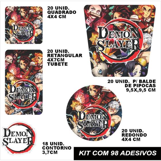 Kit combo festa infantil 98 peças personalizado demon slayer adesivo ...