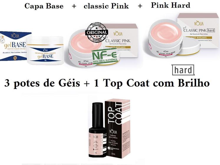 Kit COMBO Gel Volia Capa base + Classic Pink + Pink Hard Uv Led Unhas ...