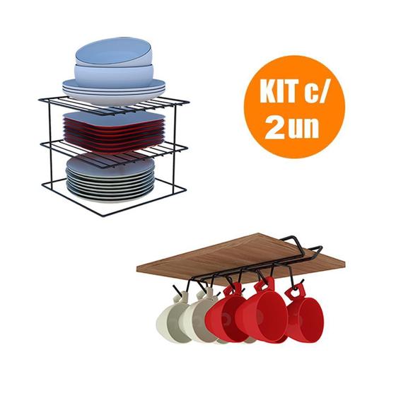 Kit Combo Organizadores de Cozinha Aramado Xícara Prato Aço - dicarlo ...