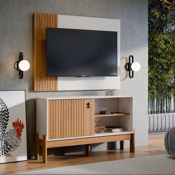 Kit Combo Painel Tv Até 50 Polegadas Suspenso E Rack Com Prateleira Para Sala De Estar - Mobler ...