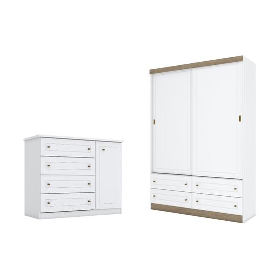 Kit Cômoda e Guarda Roupa Henn Americano 2 portas Deslizantes - Quarto ...