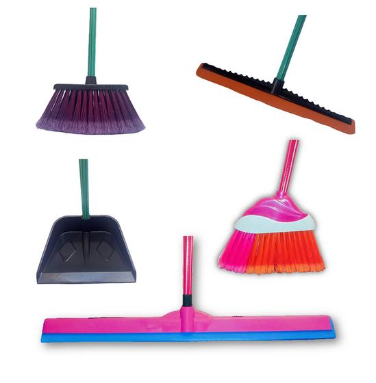 Kit completo com cabo - vassoura popular e canto, rodo 40cm, rodo 60 cm ...