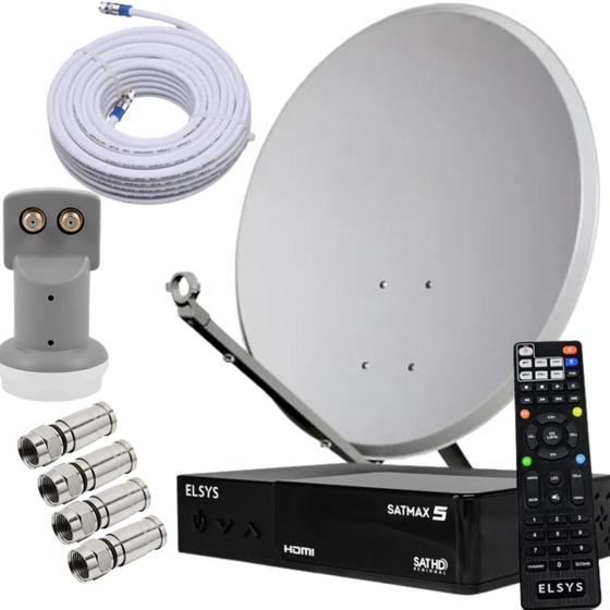 Kit completo de antena + receptor + cabo coaxial + conector rg59 +lnbf ...