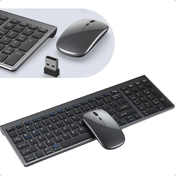 Kit Completo Mouse + Teclado Recarregável Wireless Sem Fio Linha ...