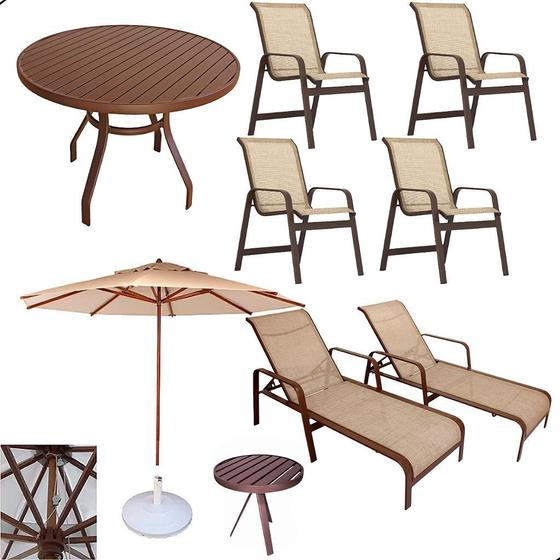 Kit Completo Móveis para Piscina com Mesa, 4 Cadeiras, Espreguiçadeiras ...