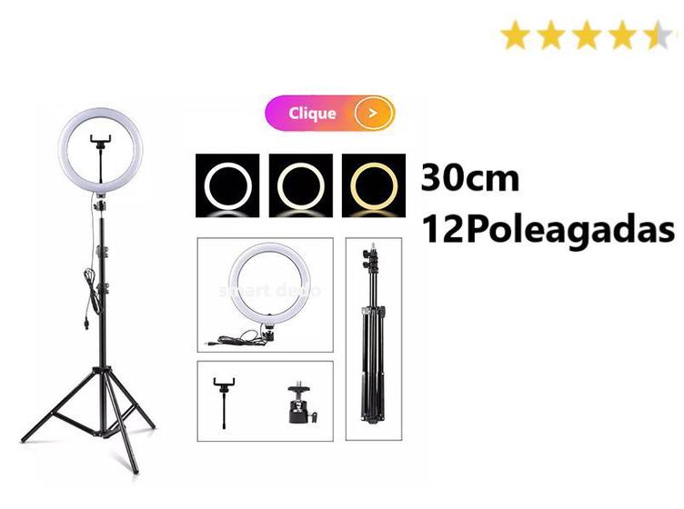 Kit Completo Ring Light 12 polegadas led C/ Tripé 2,M - FZF - Luz de ...