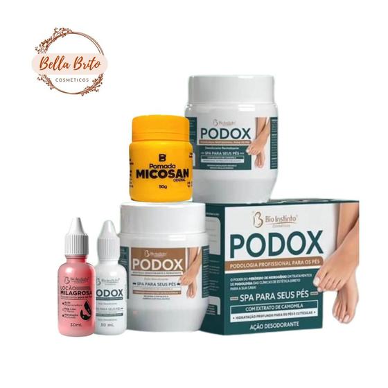 Kit completo spa para os pés c/ kit podox e pomada micosan e loção gota ...