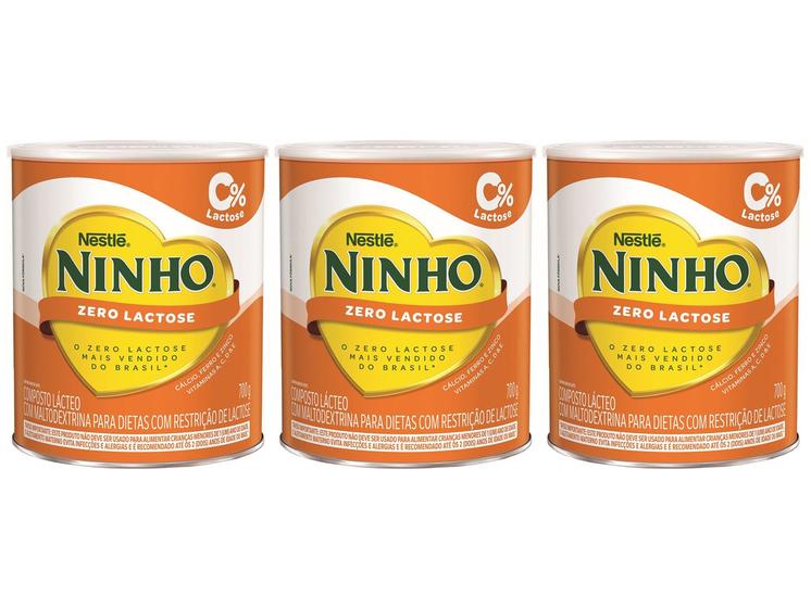 Kit Composto Lácteo Ninho Forti+ Zero Lactose 700g - 3 Unidades ...