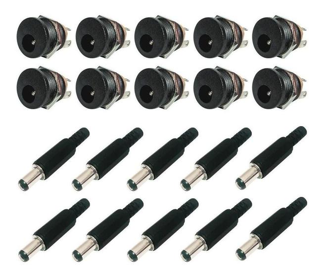 Kit Conectores Jack J4 Femea DC-022 Painel Rosca e Plug Conector P4 ...