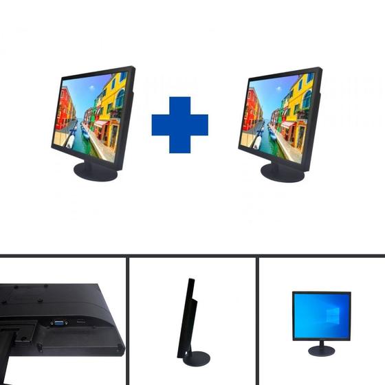 Kit Conjunto 2 Monitores PCTop Led 17Pol. 60Hz 5ms Hdmi VGA - Preto ...