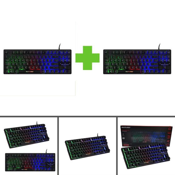 Kit Conjunto 2 Teclado Gamer Multilaser TC261 Membrana com Led RGB e ...