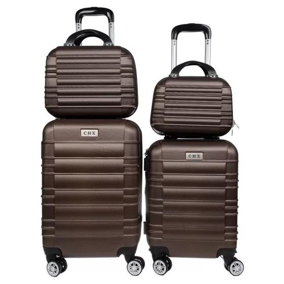 Kit Conjunto Mala De Viagem Bordo Padrão Anac 10 Kilos Rígida 4 Rodas ...