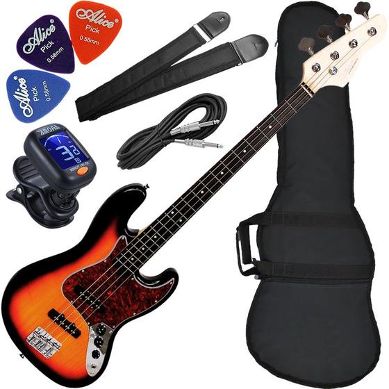 Kit Contrabaixo Elétrico 4 Cordas Giannini GB-100 3TS/TT Sunburst Gx01 ...