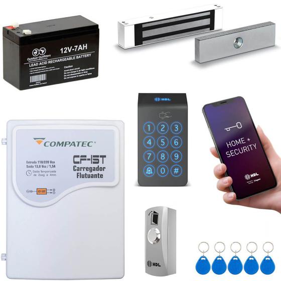 Kit Controle de Acesso HDL ID3K Fechadura Eletroímã 180Kg Teclado Tag ...