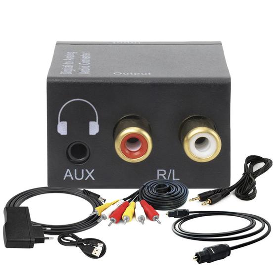 Kit Conversor Áudio Digital S/pdif Para Analógico Auxiliar + Cabos ...