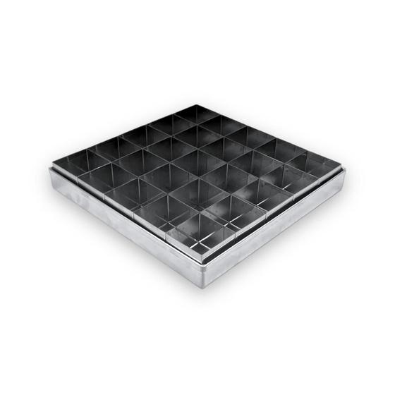 Kit cortador 5x5 c/25 pedaços inox assadeira 25x25x3 brownie - DESTAC ...