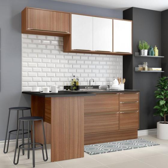 Kit Cozinha com Rodapé 5 Peças 6 Portas 3 Gavetas Calábria Multimóveis ...