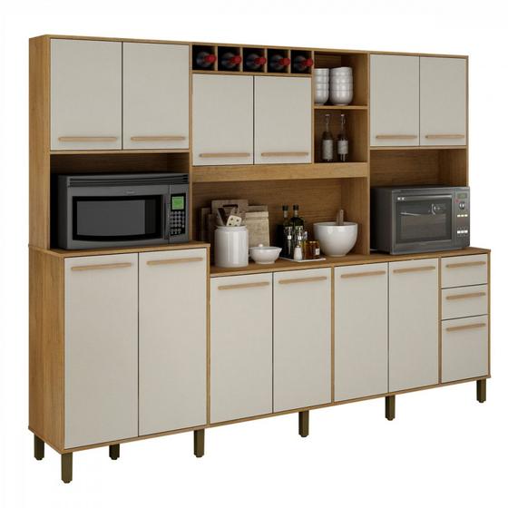 Kit Cozinha Completa Ágata 13 Portas 2 Gavetas Cinamomo Off White ...