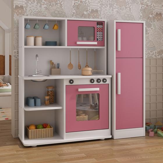 Kit Cozinha Infantil Com Geladeira Pia Microondas Forno E Fogão Em MDF - Potente Móveis ...