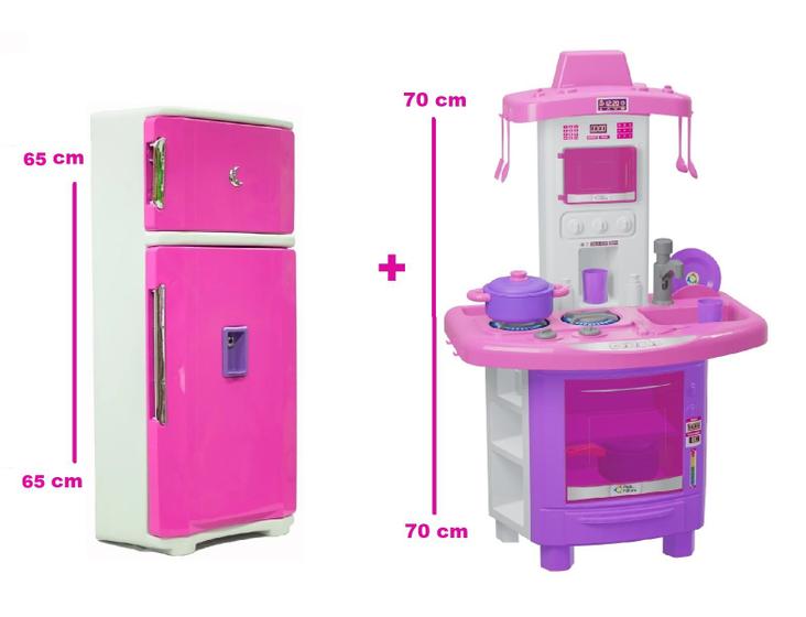 Kit Cozinha Infantil Completa Fogãozinho + Geladeira Menina - Pais e filhos - Cozinha Infantil ...