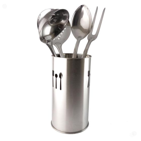Kit Cozinha Inox Colher Concha Escumadeira E Porta Talher - Wincy ...