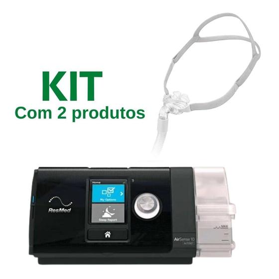 Kit cpap s10 airsense autoset com umidificador + máscara nasal pillow ...