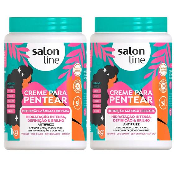 Kit Creme Para Pentear Salon Line Definição Máxima Liberado 1kg - 2 ...