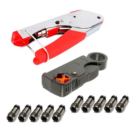 Kit crimpagem alicate decapador e 10 conector rg6 net sky antena - MDI ...