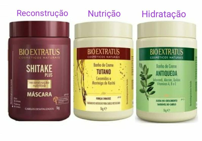 Kit cronograma capilar Bio Extratus 1kg (Shitake, Jaborandi, Tutano) - Kit de Tratamento para ...