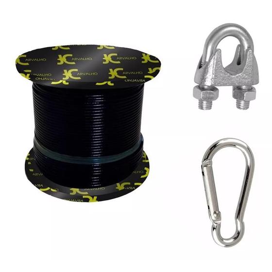 Kit Crossover Cabo de Aço 3/16 6x19 revestido em Nylon 20m + acessórios ...