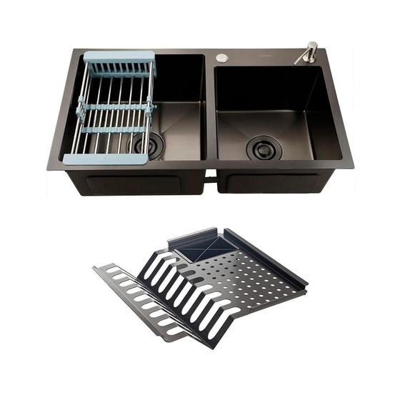Kit Cuba Dupla Para Cozinha Gourmet com Calha Úmida Aço Inoxidável Awá ...